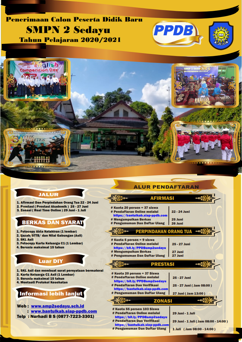 PPDB SMP 2 SEDAYU TAHUN PELAJARAN 2020/2021 – SMP Negeri 2 Sedayu